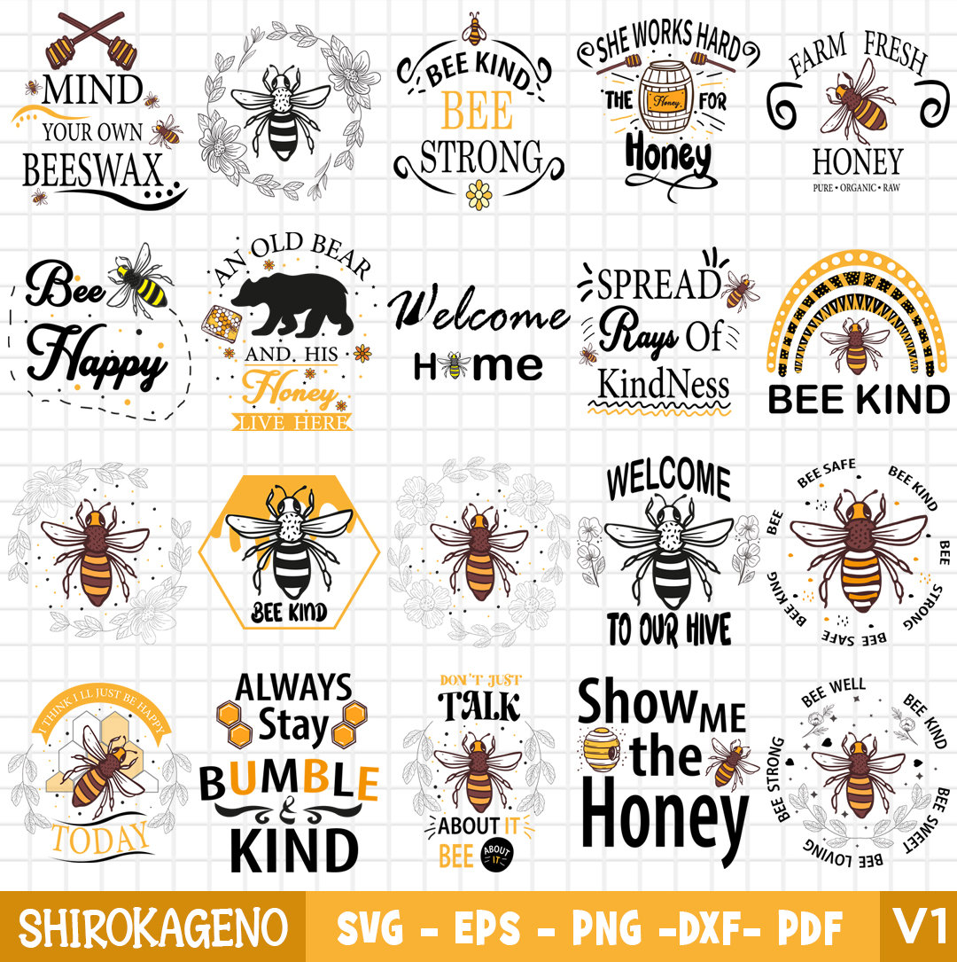 Honey Bee Svg Bundle, Bee Svg, Bee Png, Honeycomb Svg, Bee Clipart ...