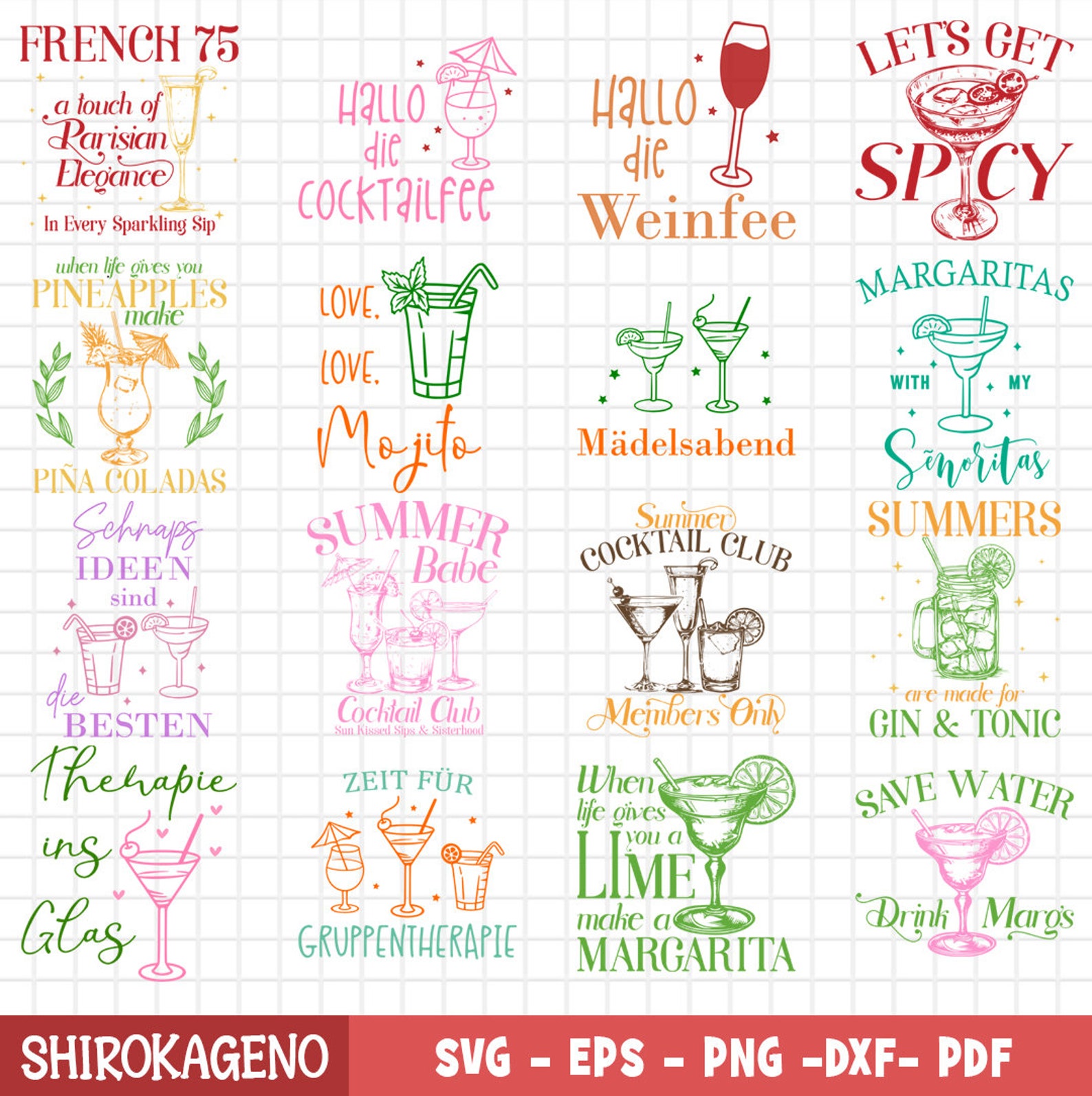 Vintage Summer Cocktail SVG Bundle, Cocktail Party Svg, Summer Svg ...