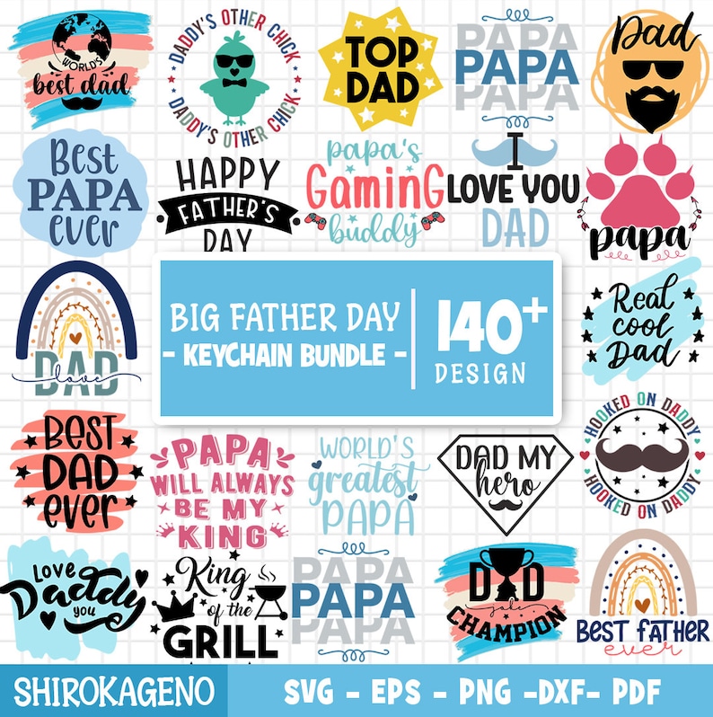 Big Fathers Day Keychain Bundle, Dad Svg, Best Dad, Daddy Svg, Happy ...