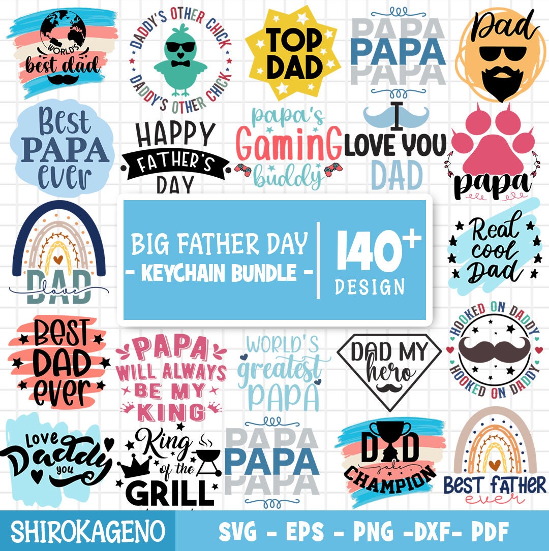 Big Fathers Day Keychain Bundle, Dad Svg, Best Dad, Daddy Svg, Happy ...