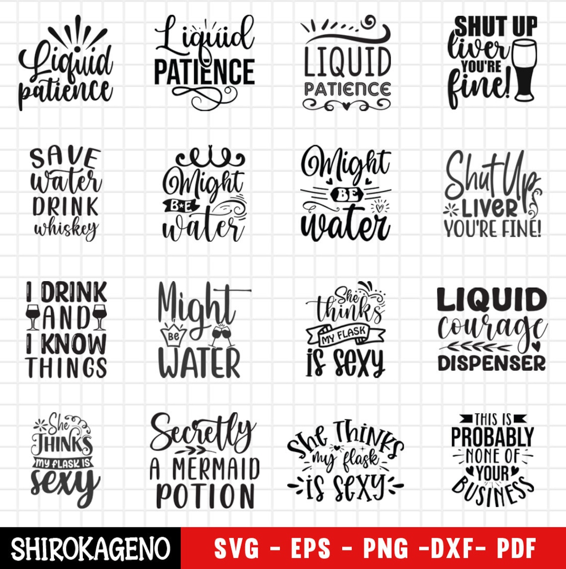 Flask Quotes Svg Bundle, Funny Drinking Quotes Svg, Alcohol Sayings ...
