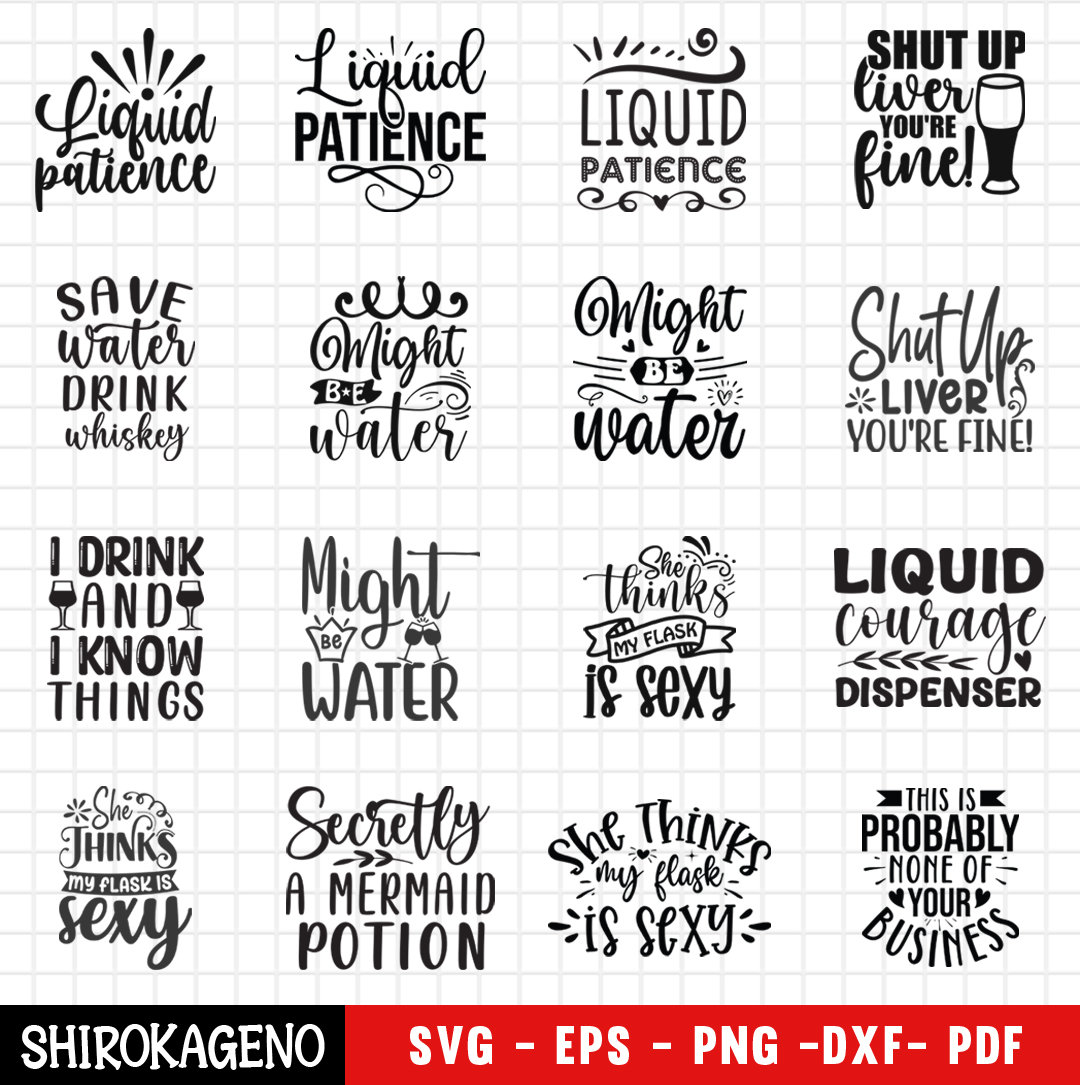 Flask Quotes Svg Bundle, Funny Drinking Quotes Svg, Alcohol Sayings ...