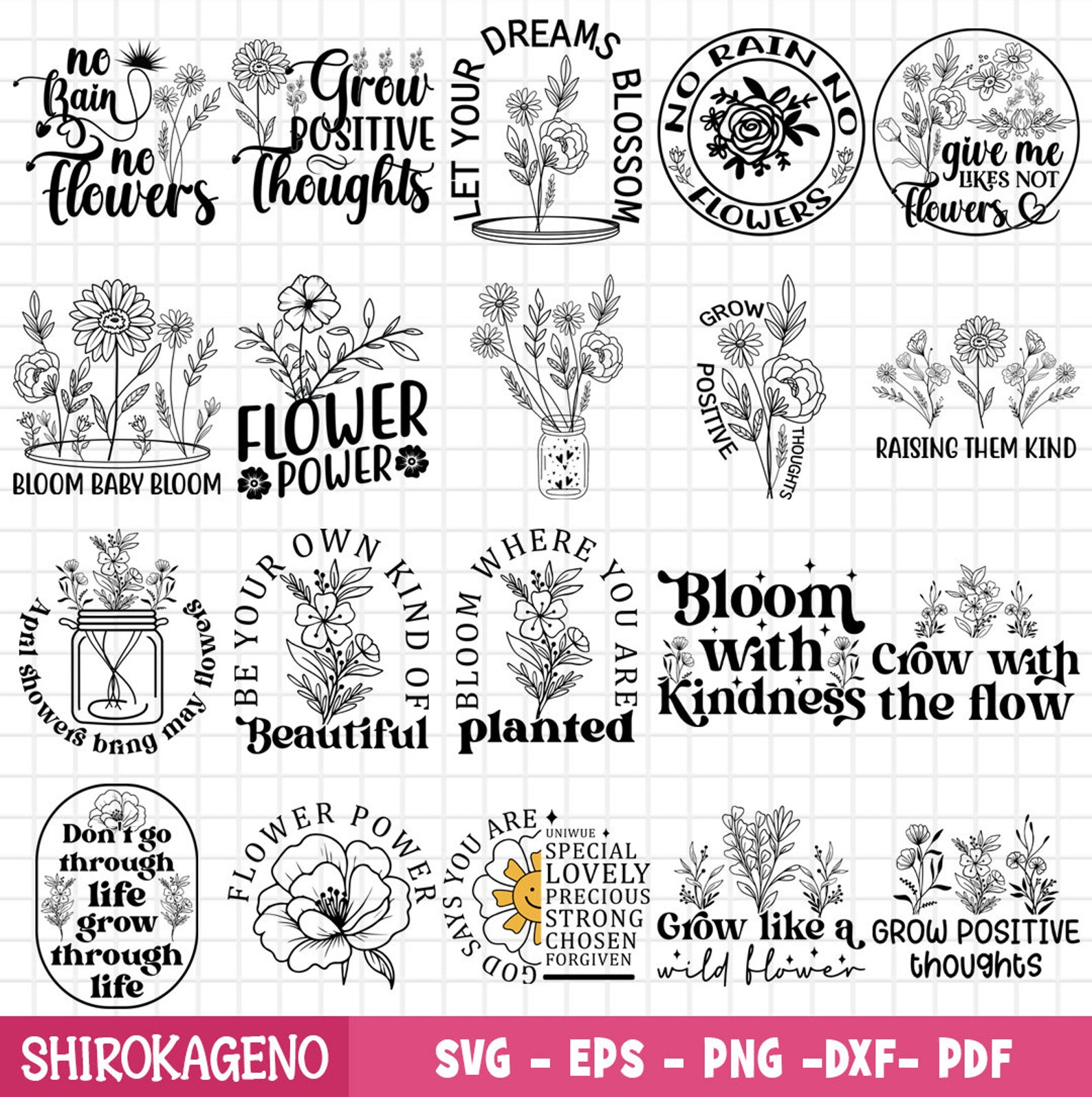 Flower Quotes Svg Bundle, Wildflower Svg, Floral Svg, Stay Wild Svg ...