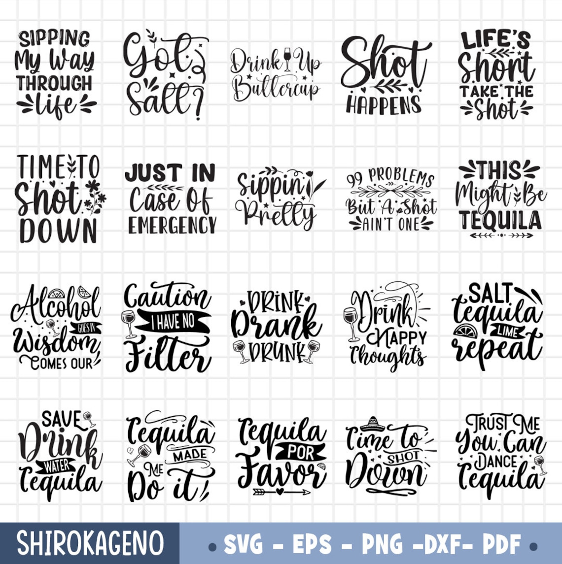 Shot Glass Quotes Svg Bundle, Shot Svg, Shot Glass Wrap Svg, Tequila ...
