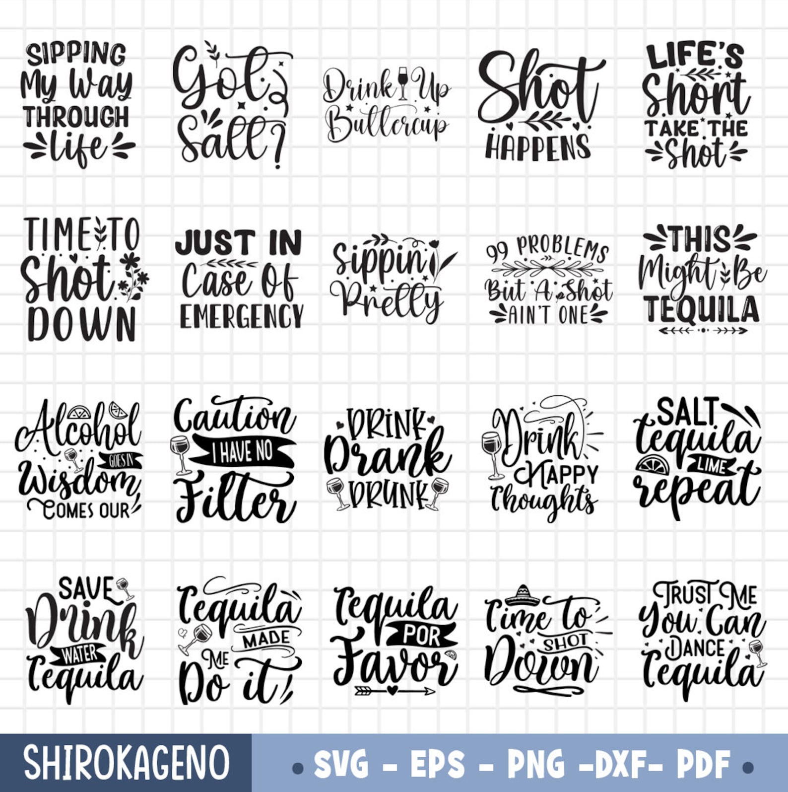 Shot Glass Quotes Svg Bundle, Shot Svg, Shot Glass Wrap Svg, Tequila ...