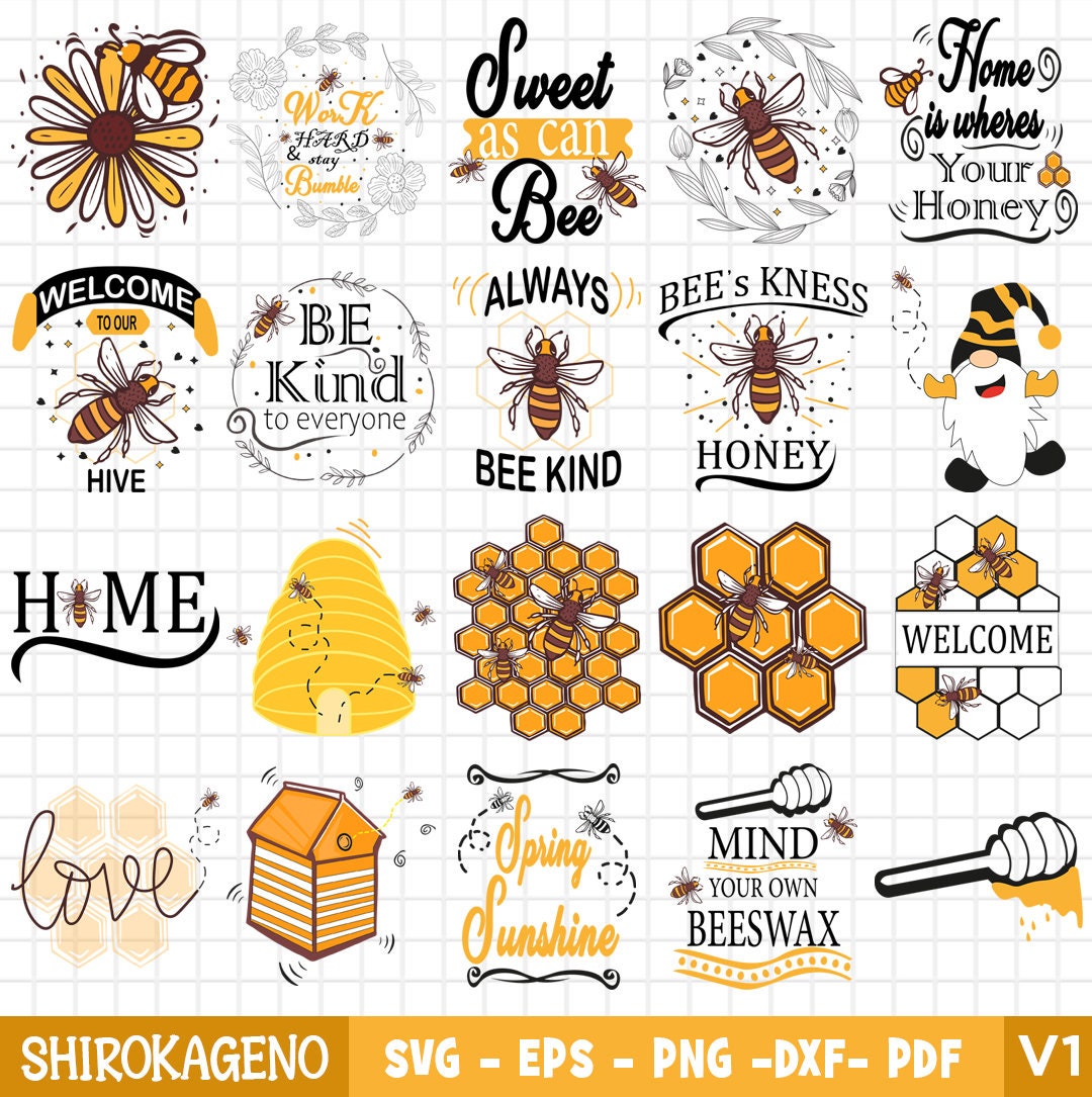 Honey Bee Svg Bundle, Bee Svg, Bee Png, Honeycomb Svg, Bee Clipart ...