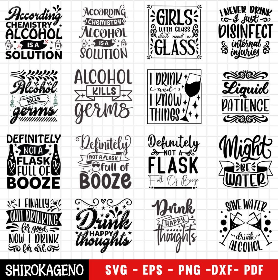 Flask Quotes Svg Bundle, Funny Drinking Quotes Svg, Alcohol Sayings ...