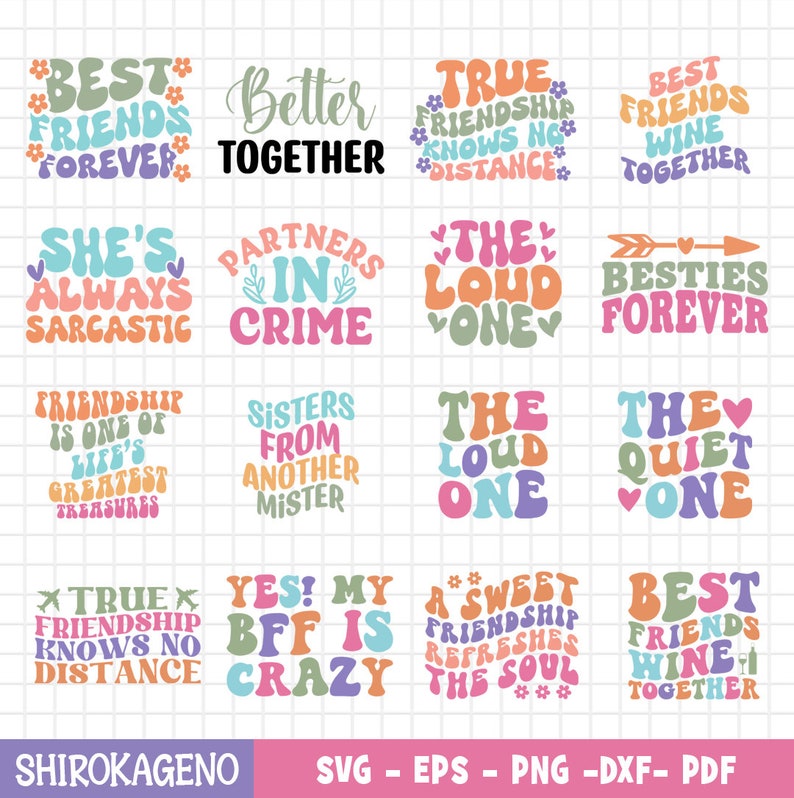 Retro Friendship Svg Bundle, Friends Svg, Best Friends Svg, Friendship ...