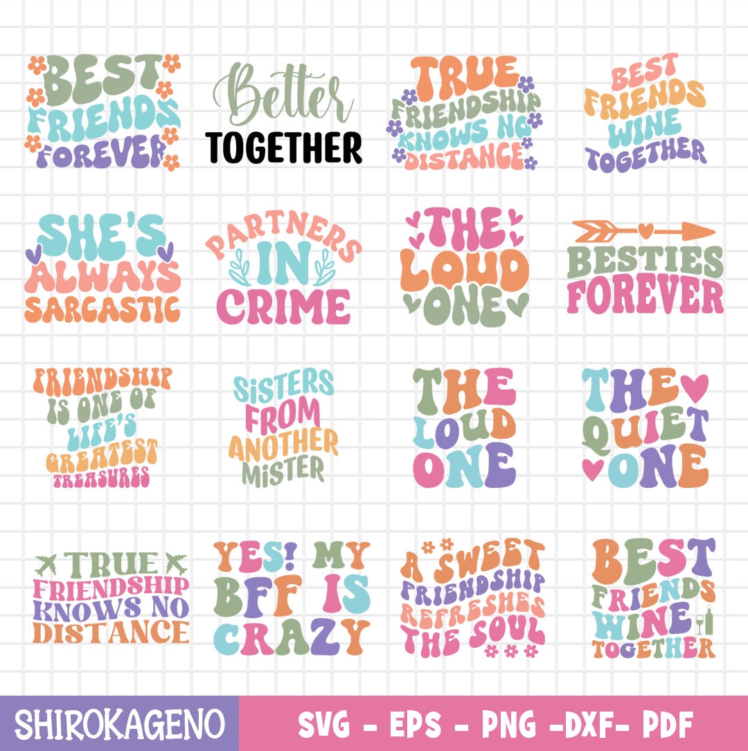 Retro Friendship Svg Bundle, Friends Svg, Best Friends Svg, Friendship ...