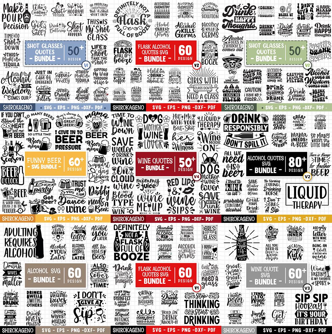 940+ ALCOHOL MEGA SVG Design Bundle, Shot Glass Wrap Svg, Tequila Svg ...