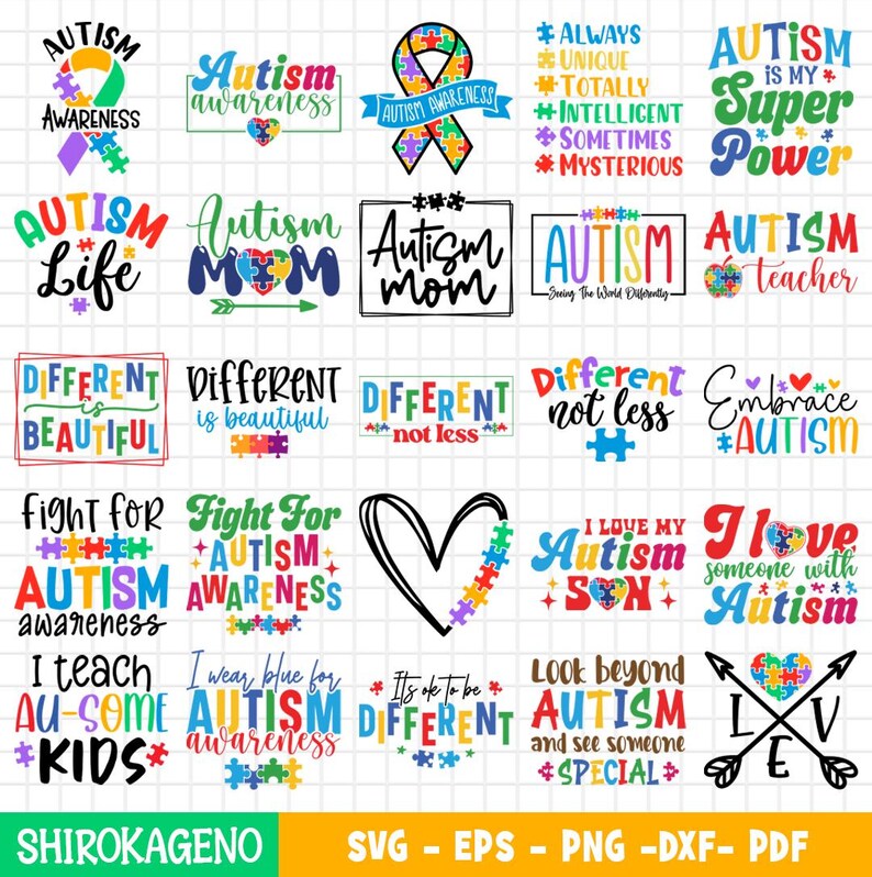 Autism Awareness Svg Bundle, Austism Svg, Austism Awareness Png, Puzzle ...