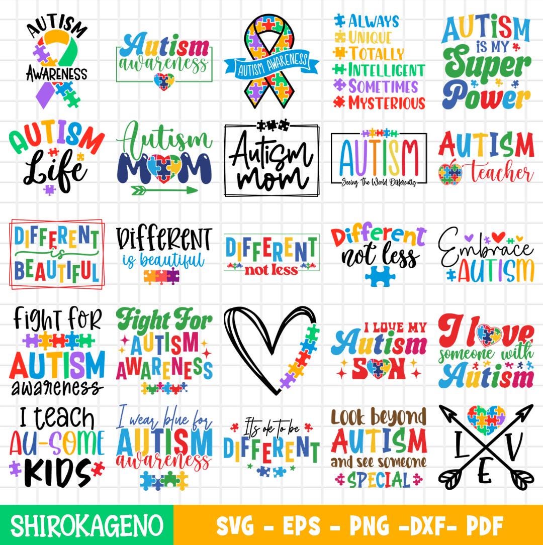 Autism Awareness Svg Bundle, Austism Svg, Austism Awareness Png, Puzzle ...