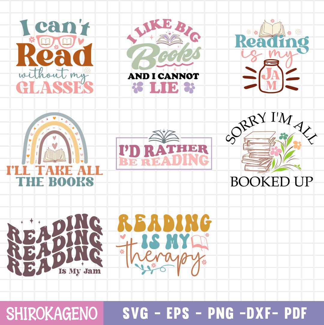 Book Lovers Svg Bundle, Reading Book Svg, Book Quotes Svg, Book Svg ...