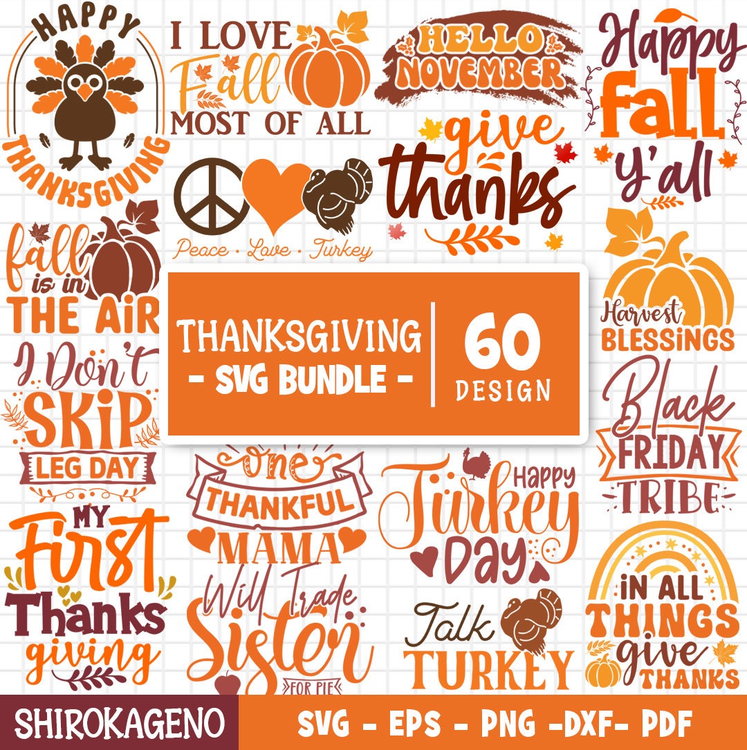 Thanksgiving Svg Bundle, Fall Autumn Svg, Pumpkin Svg, Fall Svg, Autumn ...