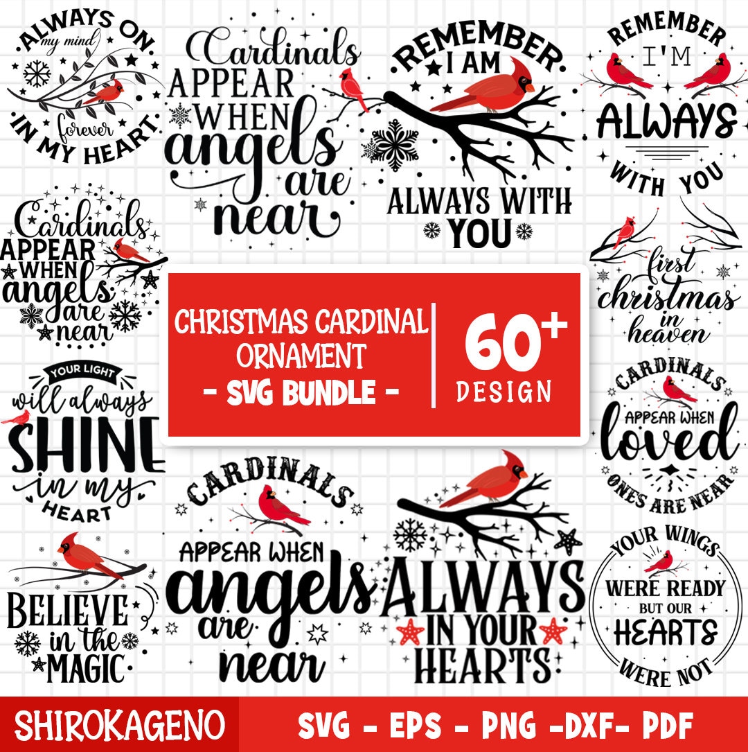 Christmas Cardinal Ornament Svg Bundle, Cardinal Memorial Quotes SVG ...