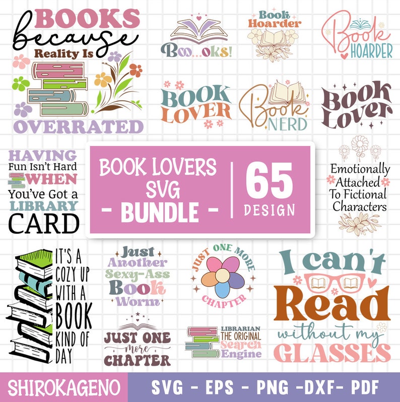 Book Lovers Svg Bundle, Reading Book Svg, Book Quotes Svg, Book Svg ...