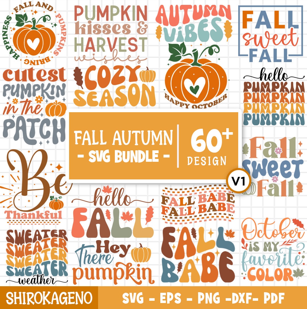 Fall Autumn Svg Bundle, Pumpkin Svg, Fall Svg, Autumn Svg, Thanksgiving ...