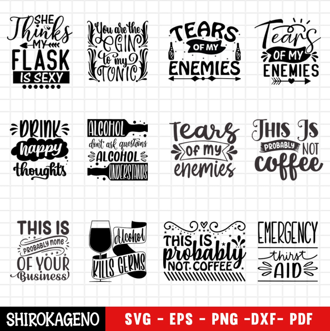 Flask Quotes Svg Bundle, Funny Drinking Quotes Svg, Alcohol Sayings ...