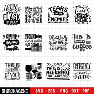 Flask Quotes Svg Bundle, Funny Drinking Quotes Svg, Alcohol Sayings ...