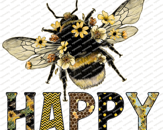 Bee Happy Transfer Bumblebee/insect Digital Image Instant Download, PNG ...