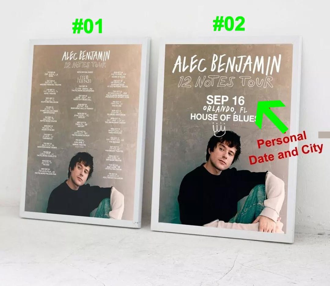 Alec Benjamin 12 Notes 2024 Poster - Etsy
