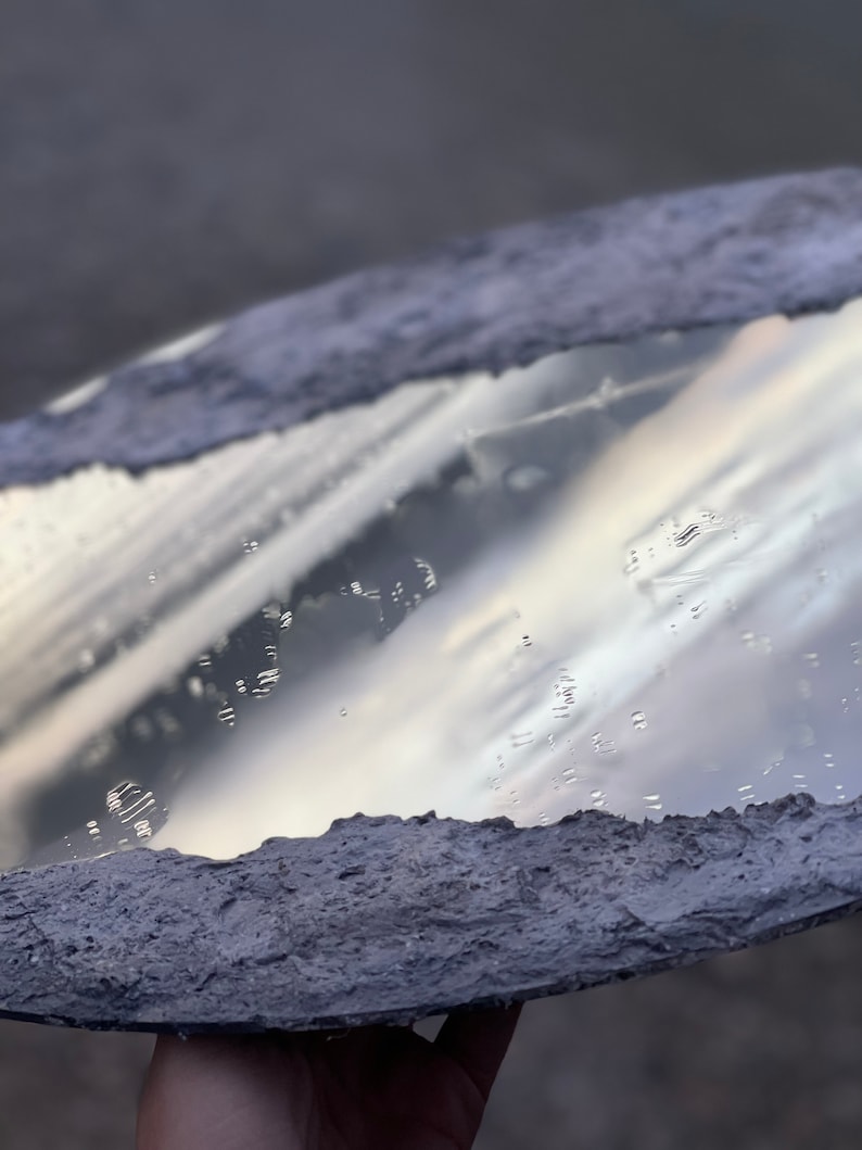 Contemporary Dark Lunar Moon Mirror With Detailed Moon Texture, Hand ...