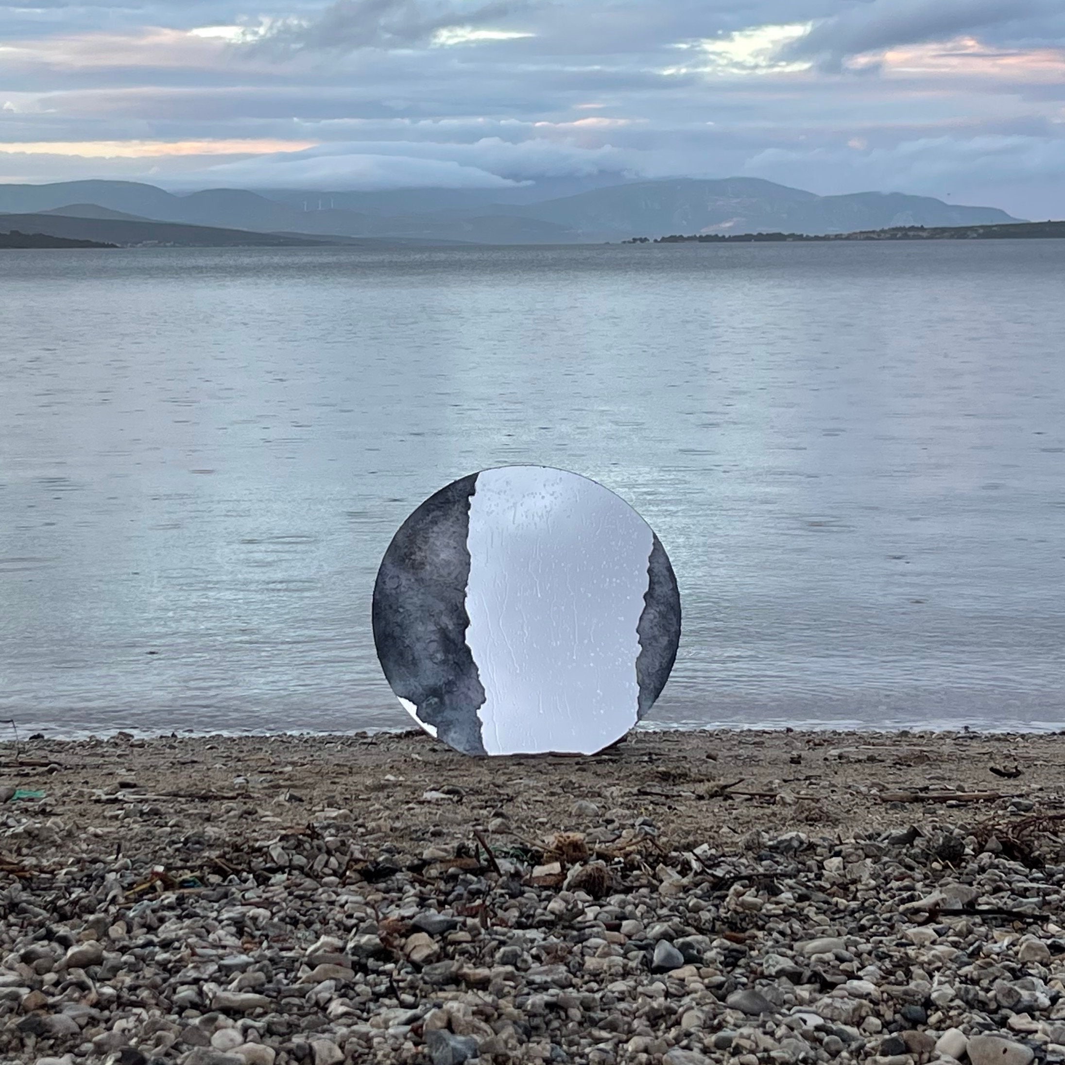 Contemporary Dark Lunar Moon Mirror With Detailed Moon Texture, Hand ...