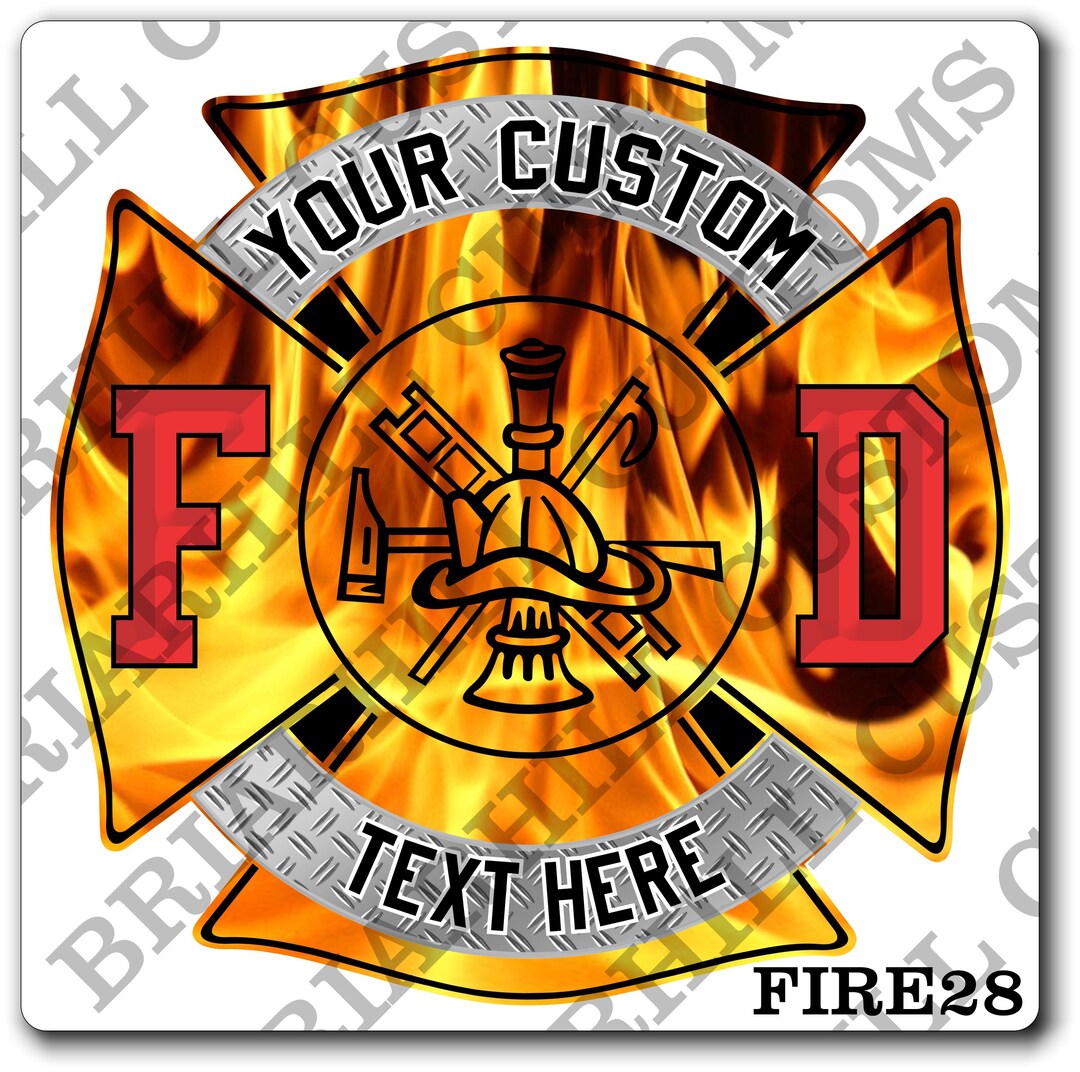 Custom Fire Department Flames Scramble Maltese Decal, Sticker ...