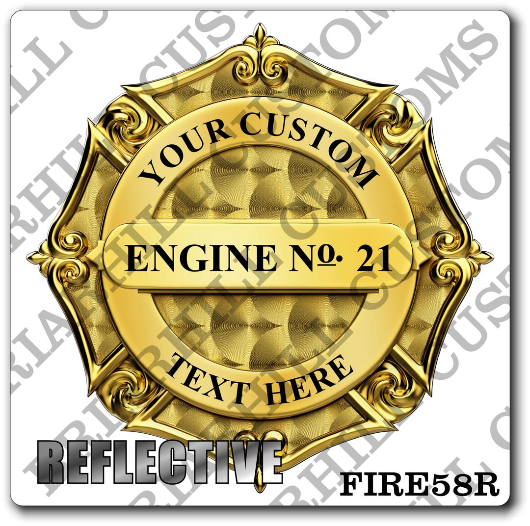 Custom Reflective Fire Department Shield, Badge Decal, Sticker ...