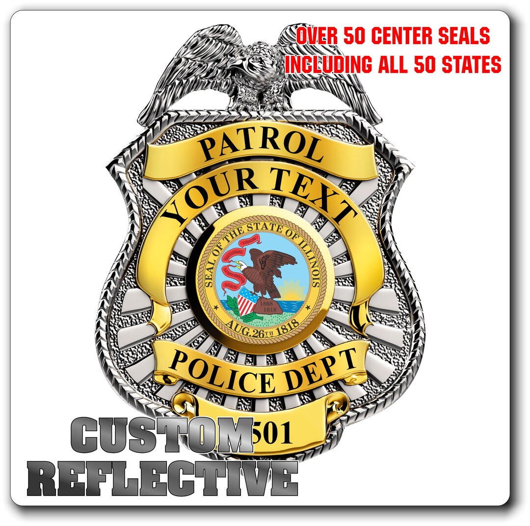 Custom Reflective Police/ Law Enforcement Badge Decal / Sticker ...