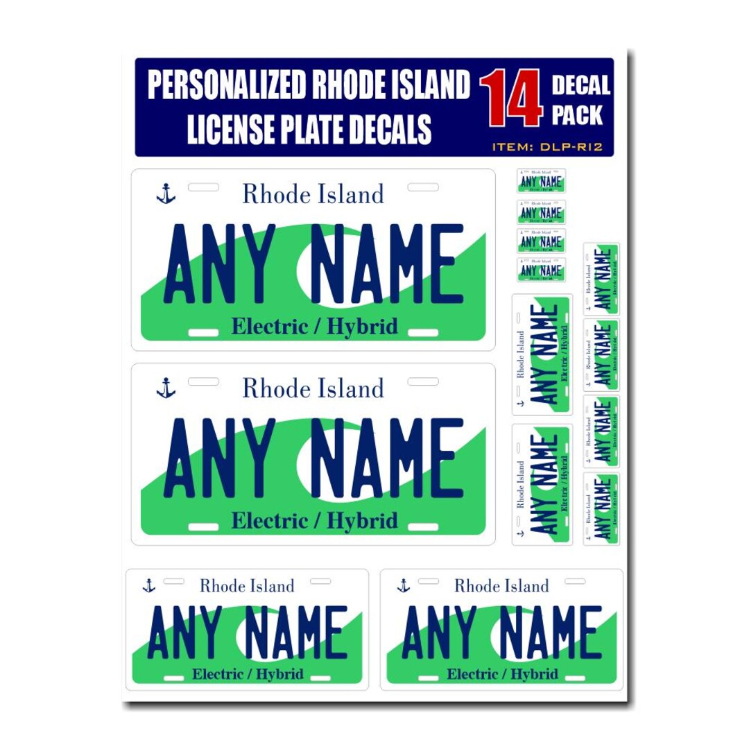 Personalized Rhode Island License Plate Decals - Stickers Version 2 ...
