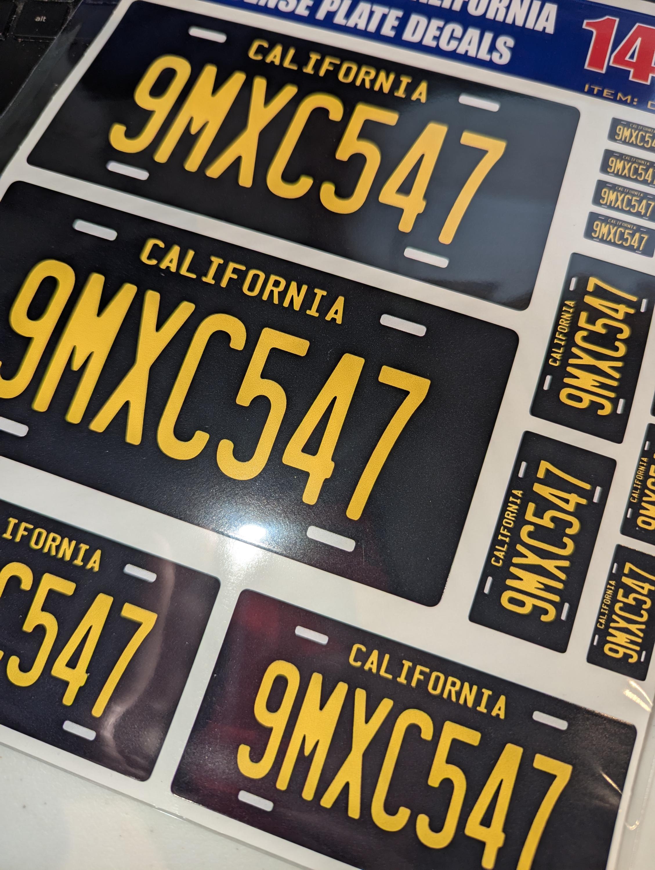 Personalized Black California License Plate Decals - Stickers Version 4 ...