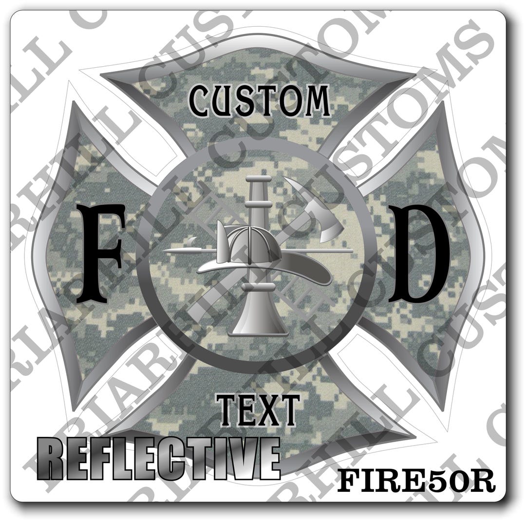 Custom Reflective Fire Department Digital Camo Maltese Decal, Sticker ...