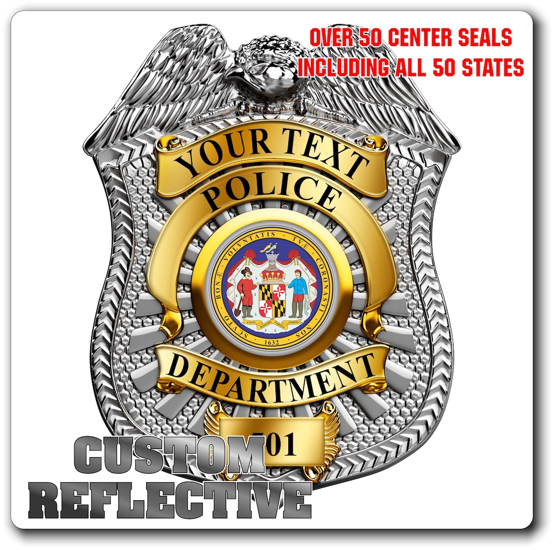 Custom Reflective Police / Law Enforcement Badge Decal / Sticker ...