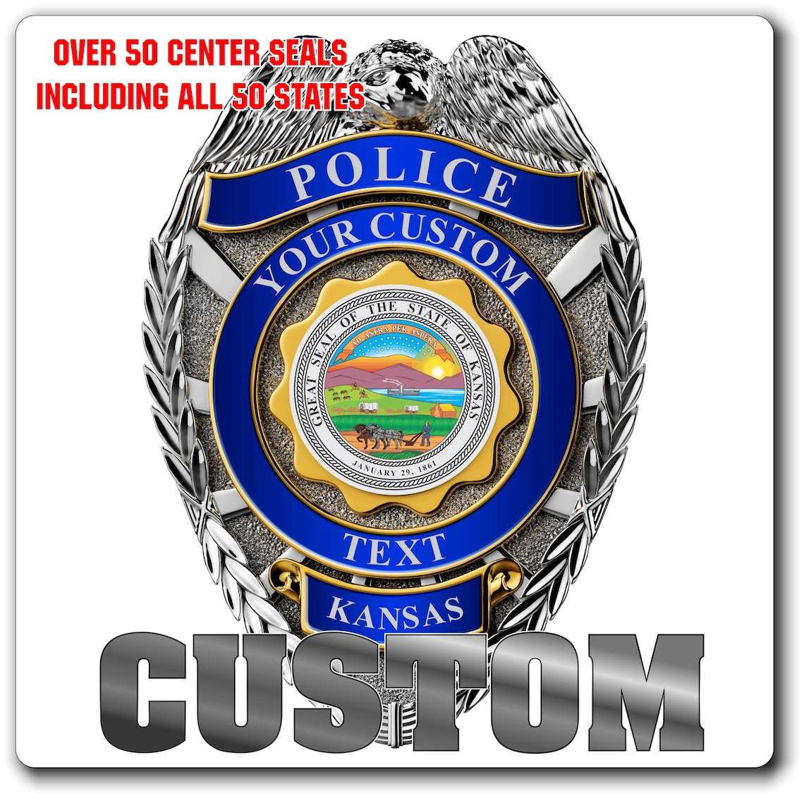 Custom Police / Law Enforcement Badge Decal / Sticker (policedecal17 ...