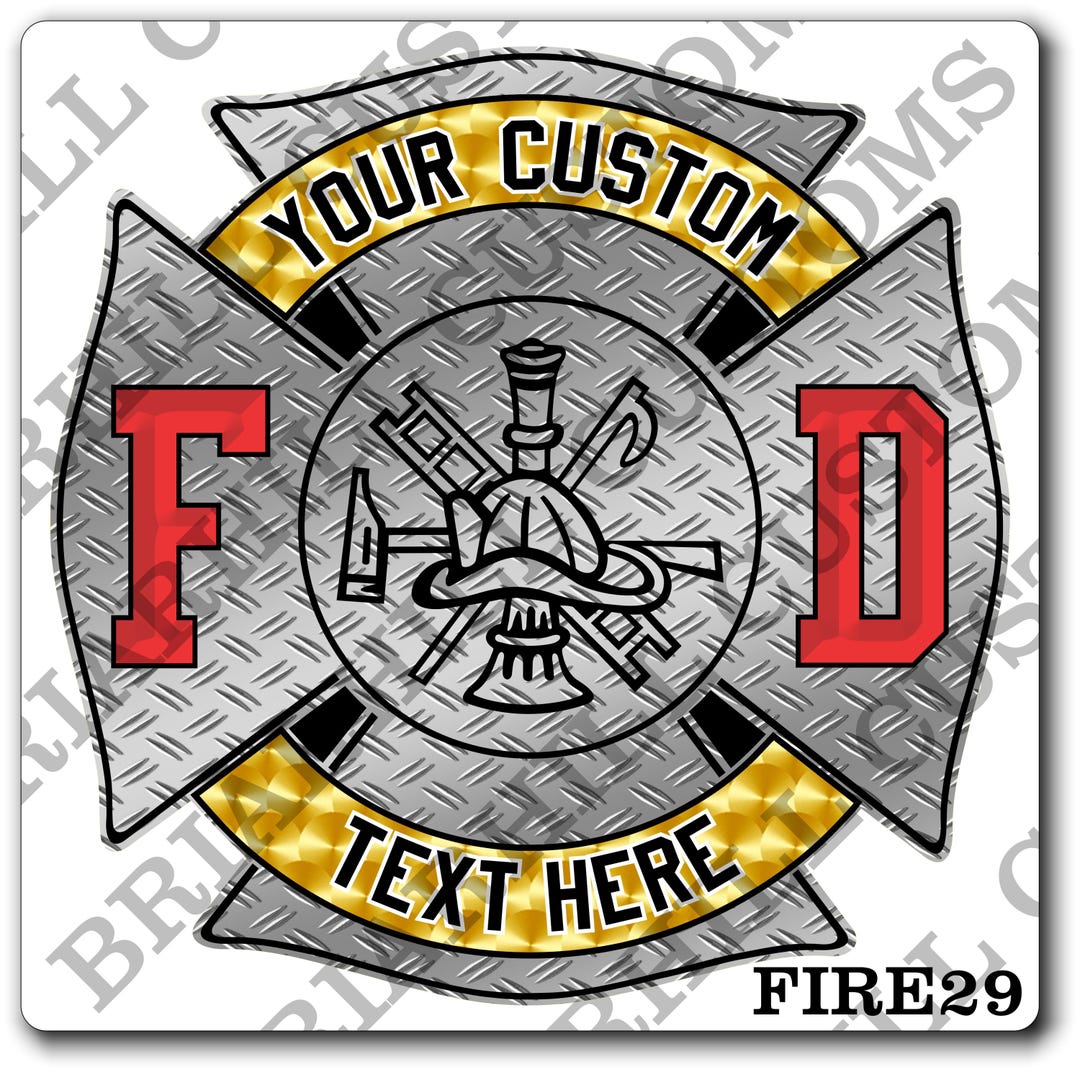 Custom Fire Department Diamond Plate Maltese Decal, Sticker ...