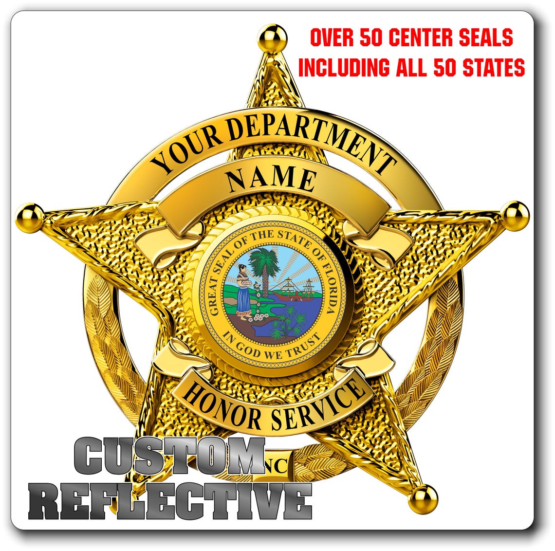 Custom Reflective Sheriff / Law Enforcement Badge Decal / Sticker ...