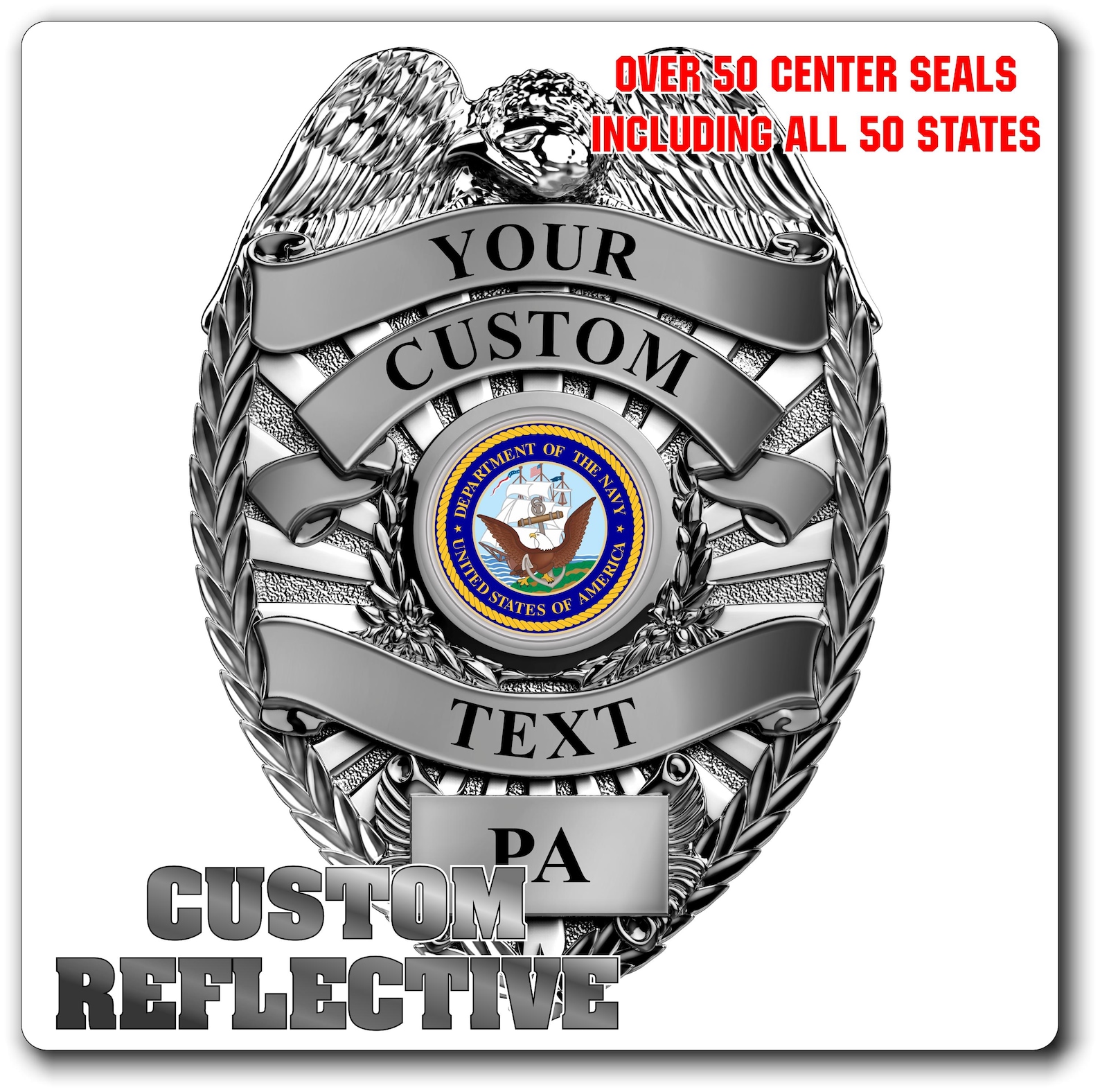Custom Reflective Police/ Law Enforcement Badge Decal / Sticker ...