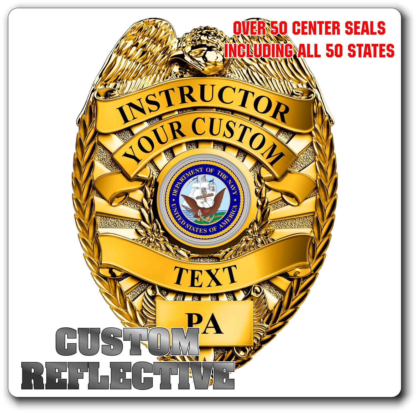 Custom Reflective Police/ Law Enforcement Badge Decal / Sticker ...