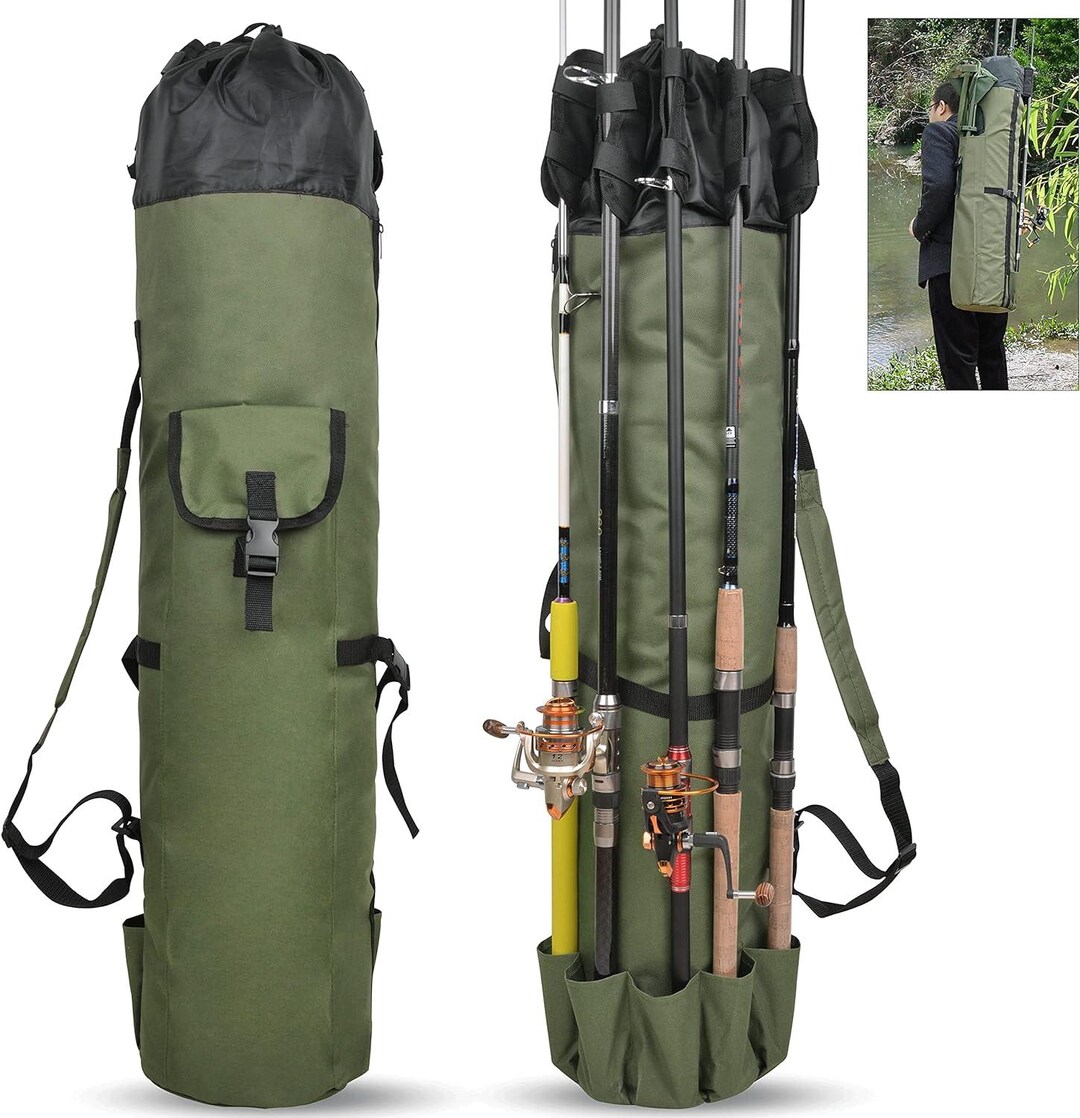 Fishing Rod Bag Pole Holder, Portable Fishing Rod Case Carrier Canvas ...