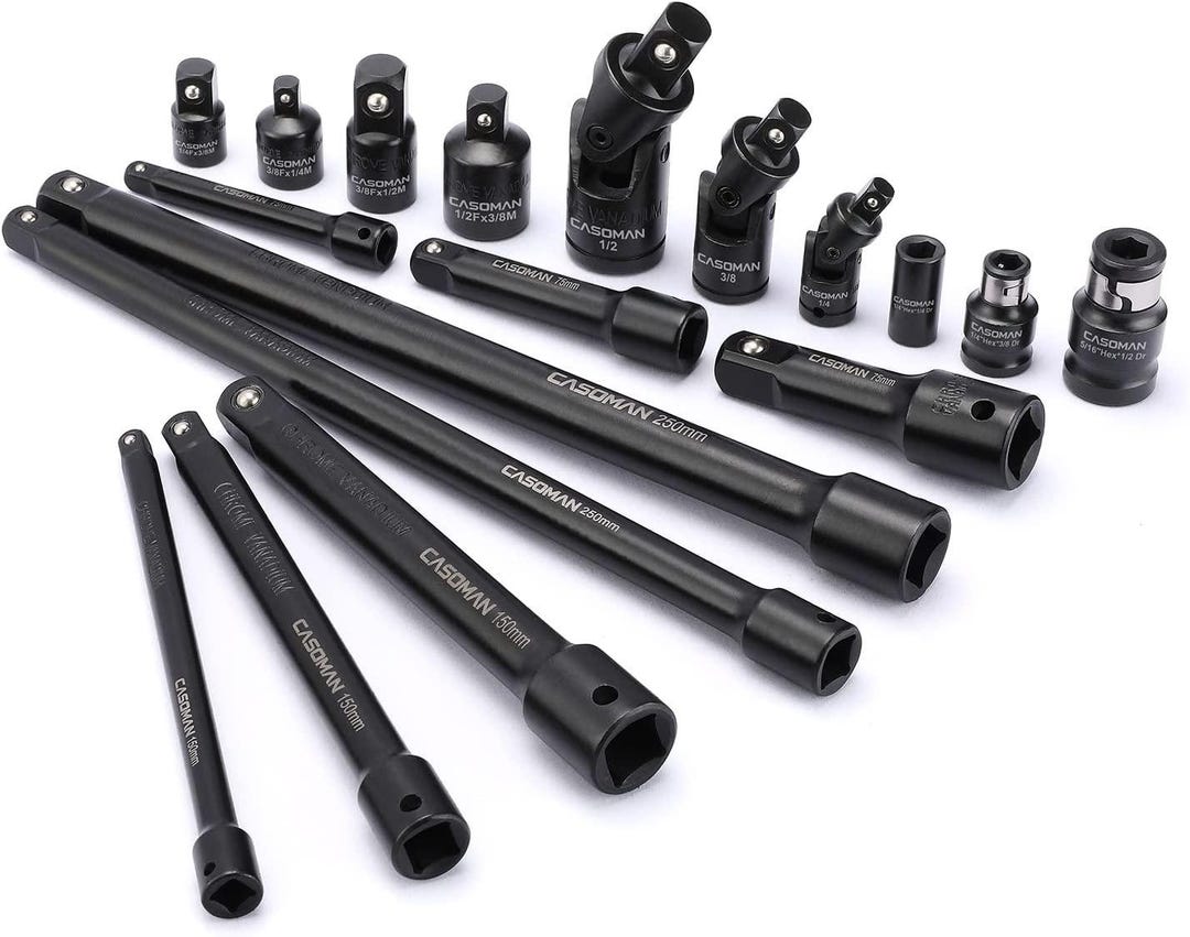 18-piece Drive Tool Accessory Set, Premium CR-V Steel With Black ...