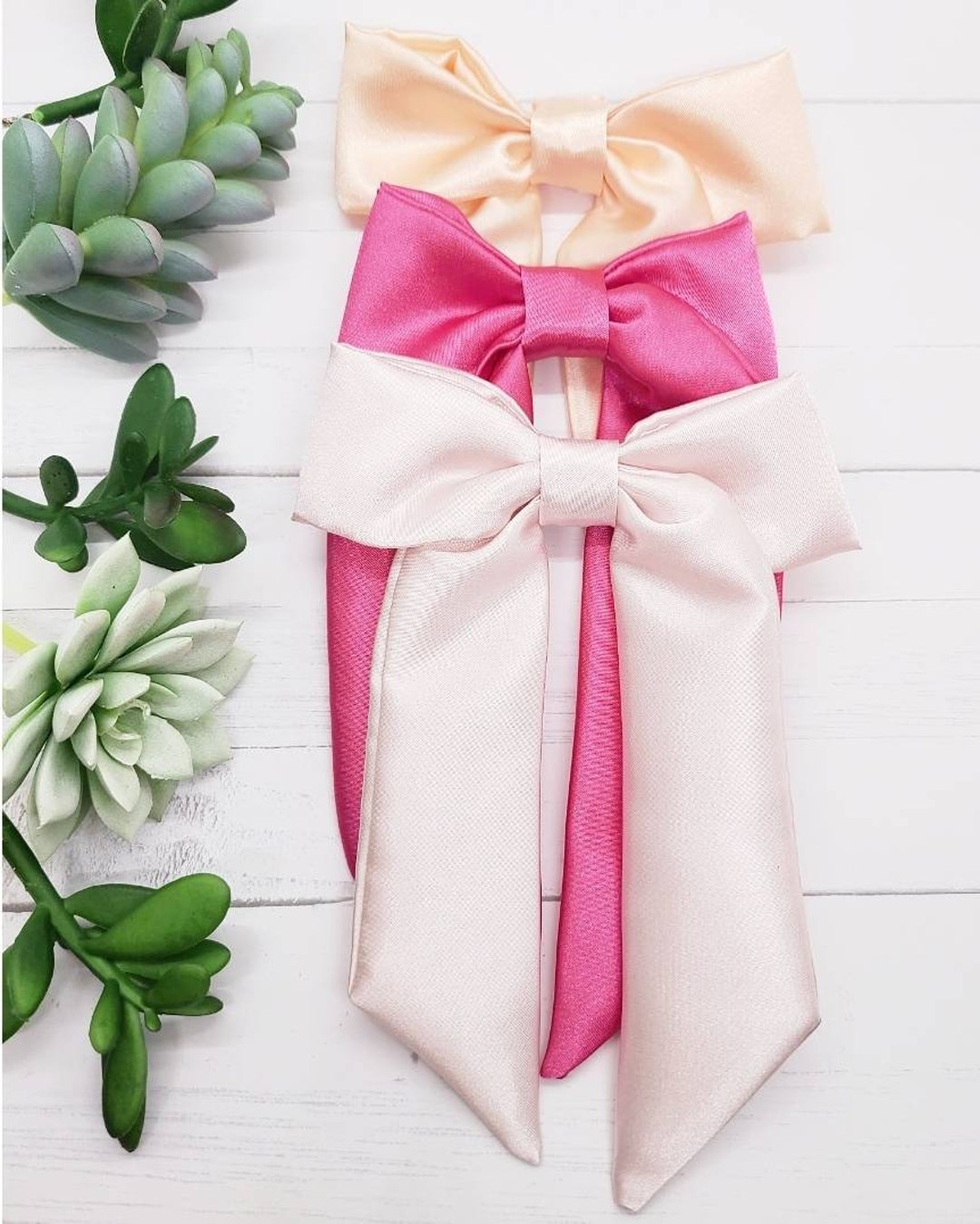 Satin Hair Bow Silk Hair Bow Elegant Silk Bow Luxe Silk Bow Hair Ribbon ...
