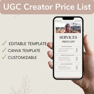 Professional UGC Creator Price List, UGC Price List, UGC Template, User ...