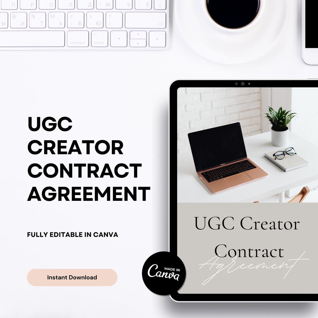 UGC Creator Contract Agreement + Invoice | Fully Editable Canva ...