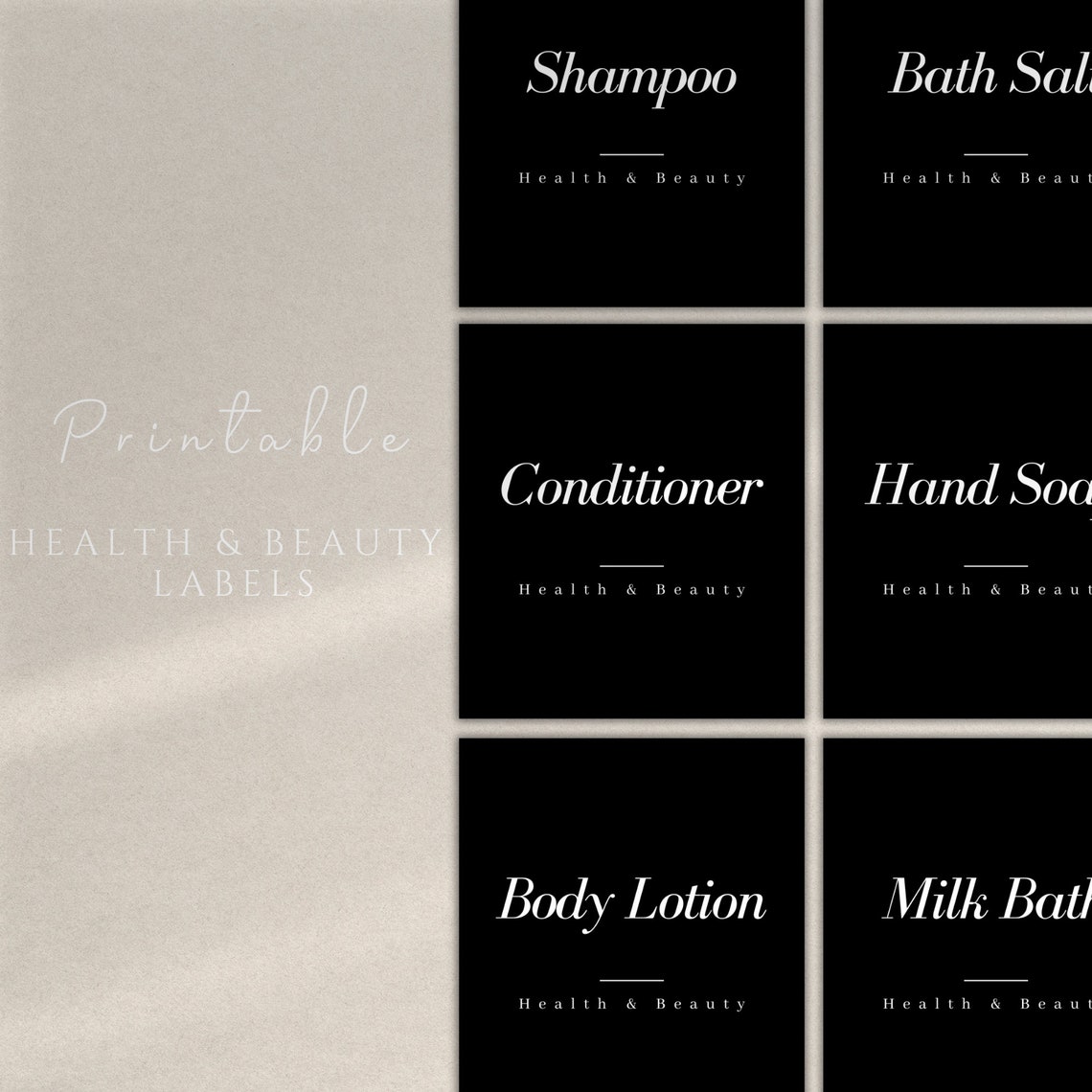 Printable Bathroom Organization Labels | for Storage Jars, Bottles or ...
