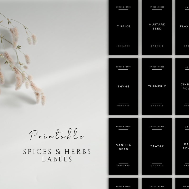 Printable Spices and Herbs Labels Organize Your Kitchen - Etsy