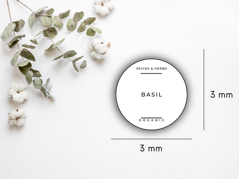 Spices and Herbs Round White Labels Template, DIY Kitchen Organization ...