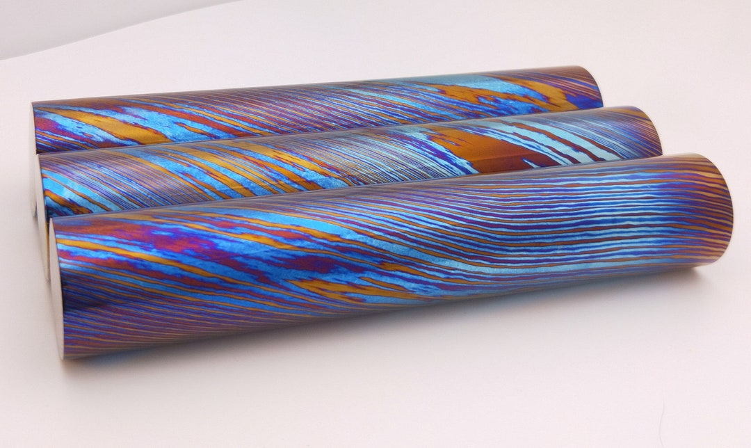 Mokume Ti Rod, Tidamascus Rod, 3 Alloys,1"(26mm),1.1"(28mm) 1.2"(30mm ...