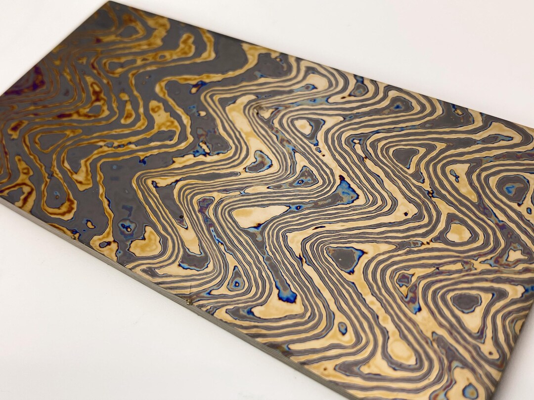 Mokutizr Sheet Plate, Damascus Titanium&zirconium Sheet, Wave Pattern ...