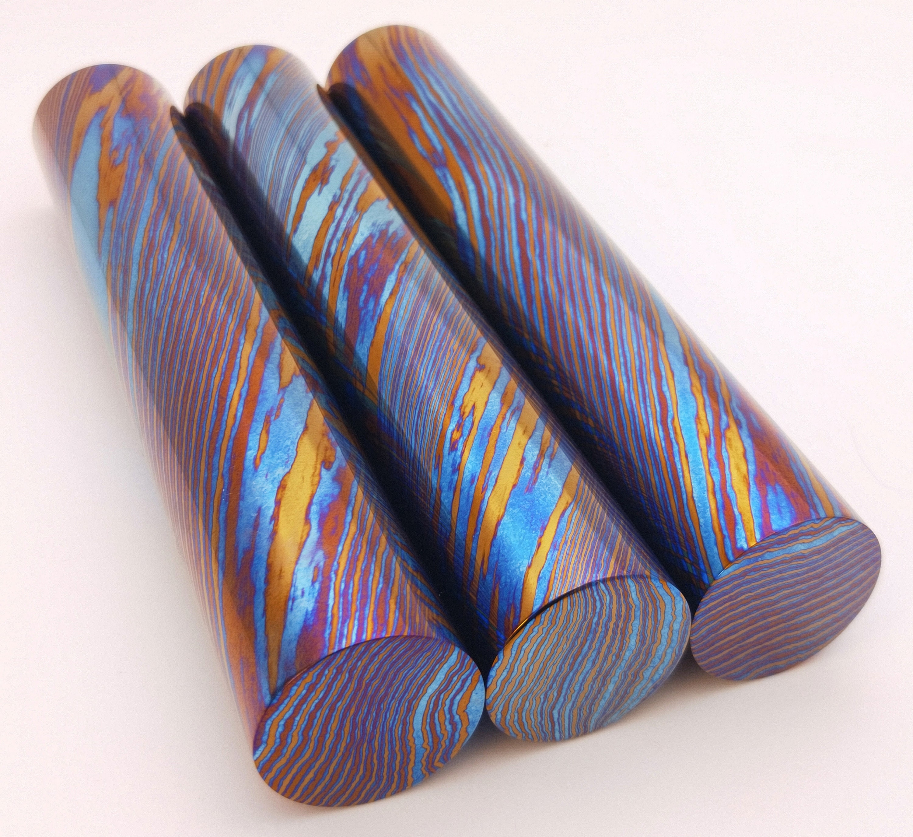 Mokume Ti Rod, Tidamascus Rod, 3 Alloys,126mm,1.128mm 1.230mm Diameter ...